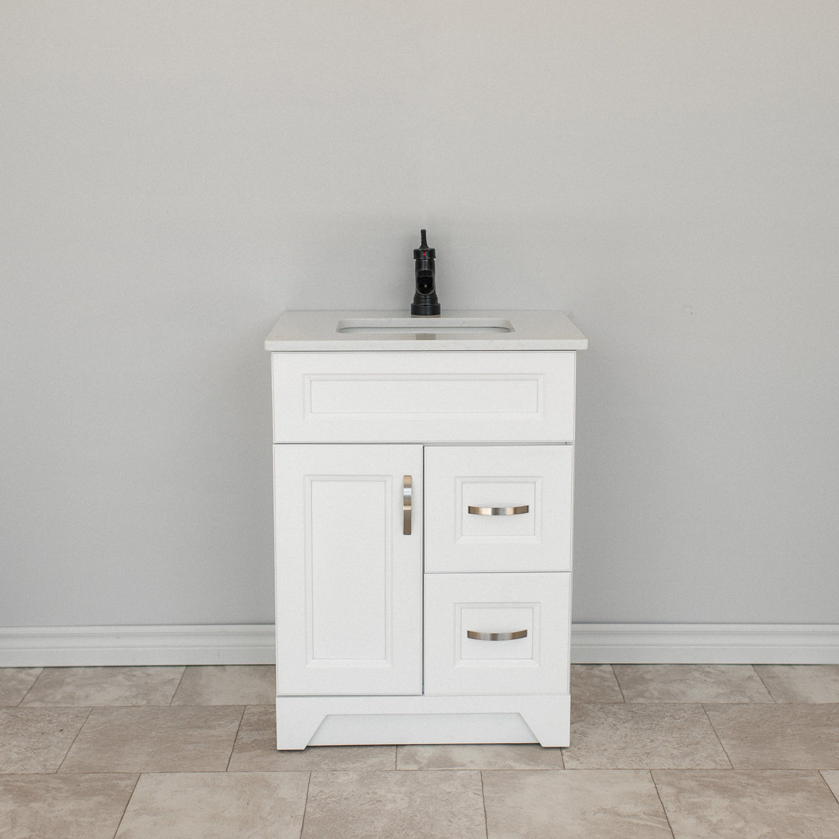 24" Narrow Step-Shaker Vanity in White – Gus's Kitchen and Bath