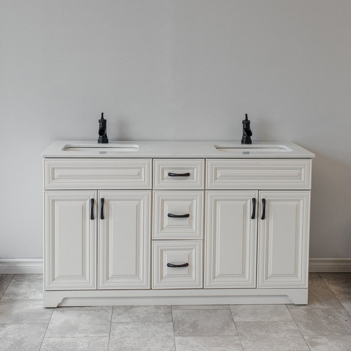 *Floor Model* 60" Raised Panel Double Vanity in White (Copy) – Gus's ...