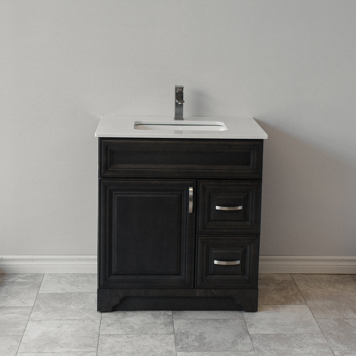 30" Raised Panel Vanity in Grey – Gus's Kitchen and Bath